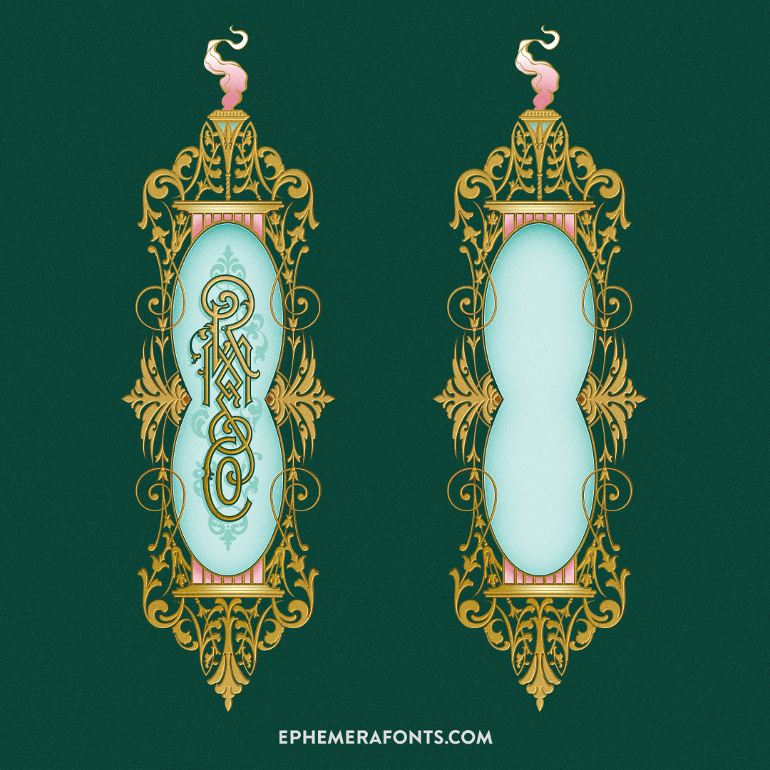 Ornate Monogram Panel | Ephemera Fonts